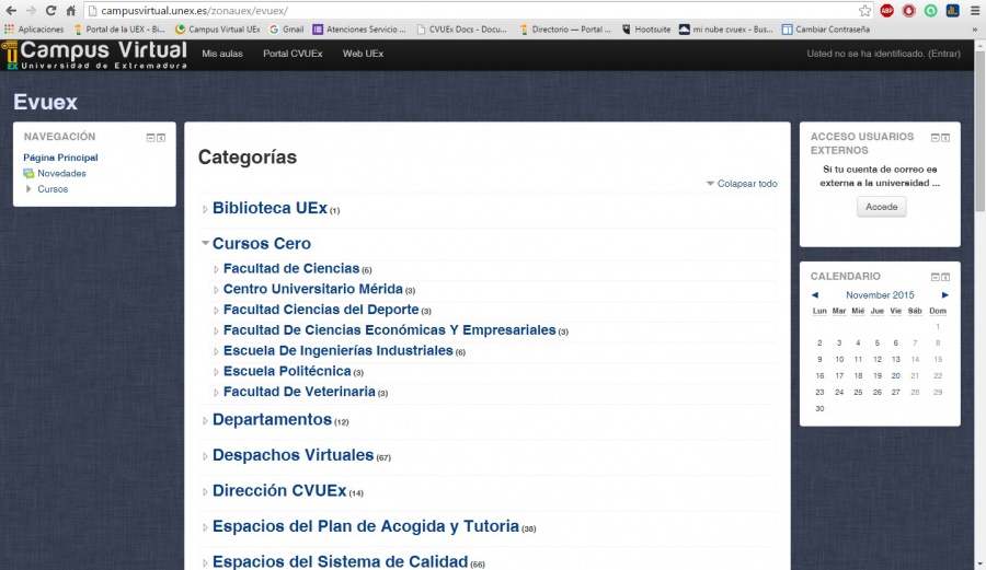 Acceso a EVUEx - Documentación Campus Virtual de la UEx