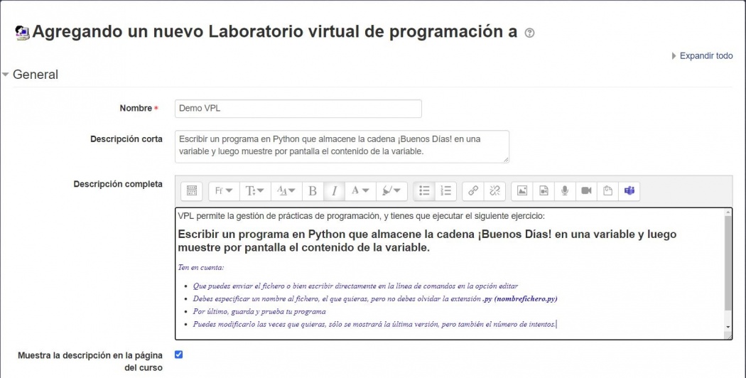 VPL (Virtual Programming Lab) - Documentación Campus Virtual de la UEx