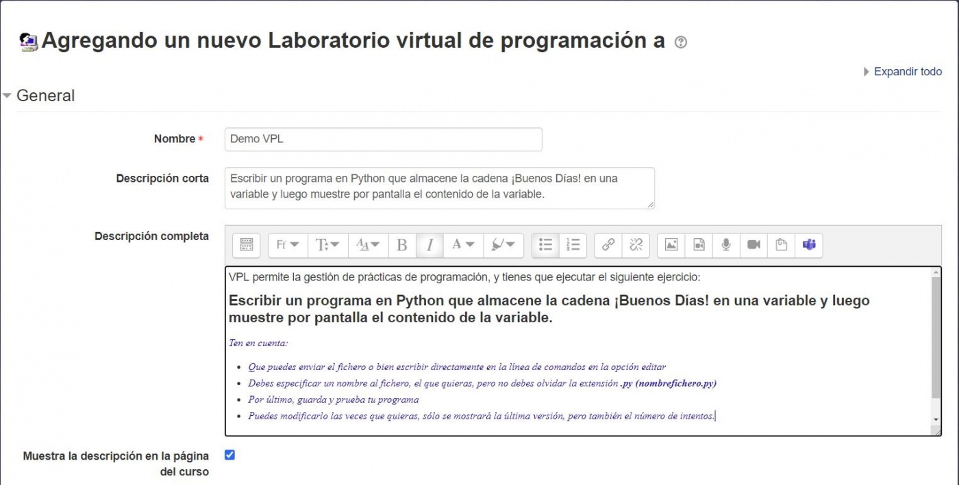 VPL (Virtual Programming Lab) - Documentación Campus Virtual de la UEx